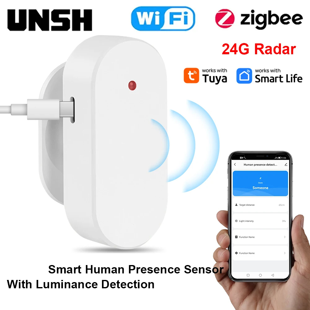 24G Tuya Zigbee WiFi Smart Human Presence Detector Human Body PIR ...