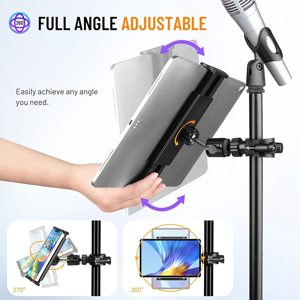 Mic Stand Phone/Tablet Holder, Fits Devices from Screen Size 4.7 to 12. ...