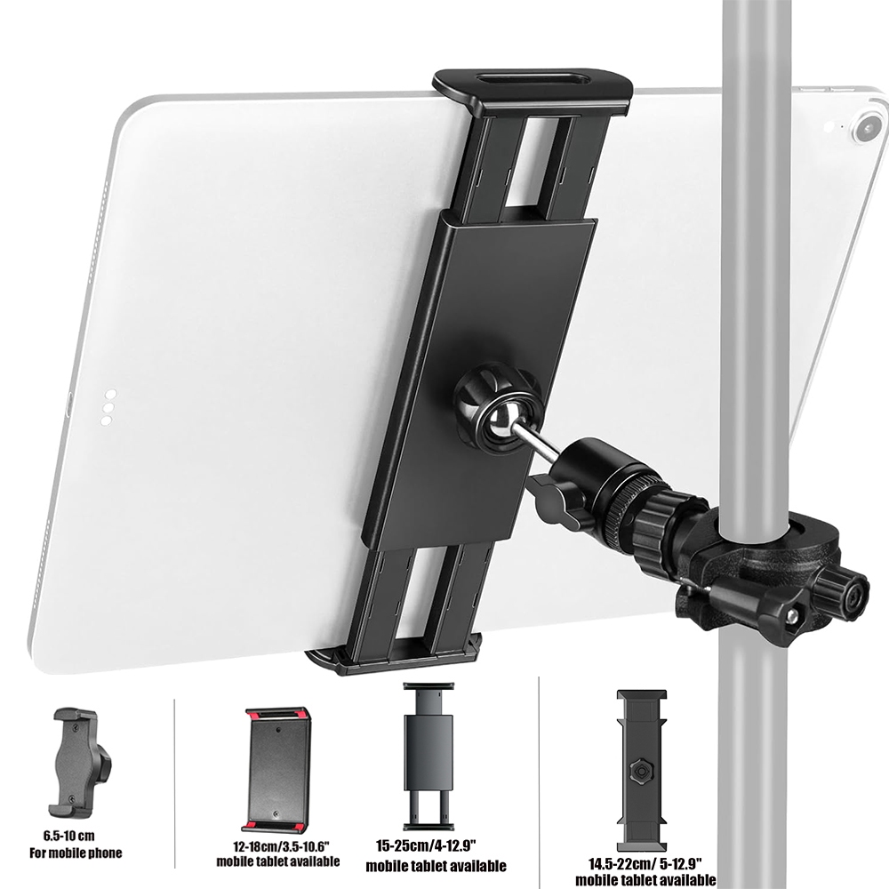 Tablet Holder for Microphone Stand: Adjustable Tablet computer Mount ...