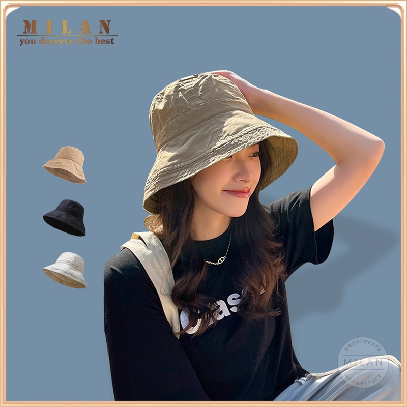 Milan | Sunscreen Bucket Hat Women Summer Thin Style Solid Color Big ...