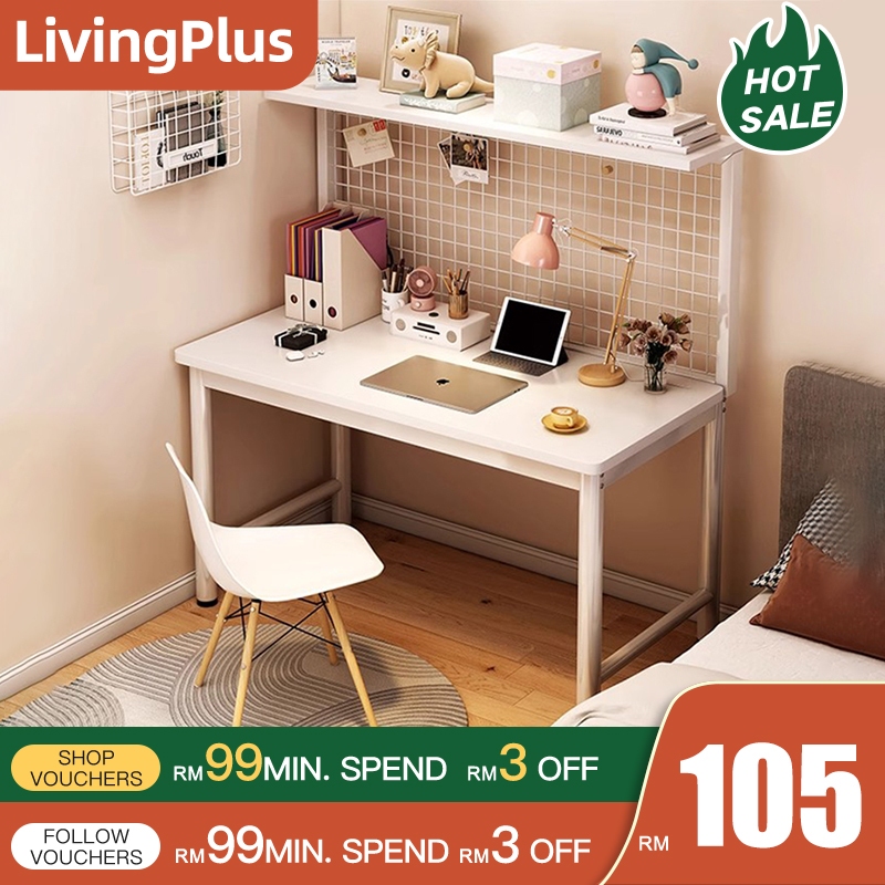 Meja Komputer Study Table With Bookshelf Computer Table With Pegboard ...