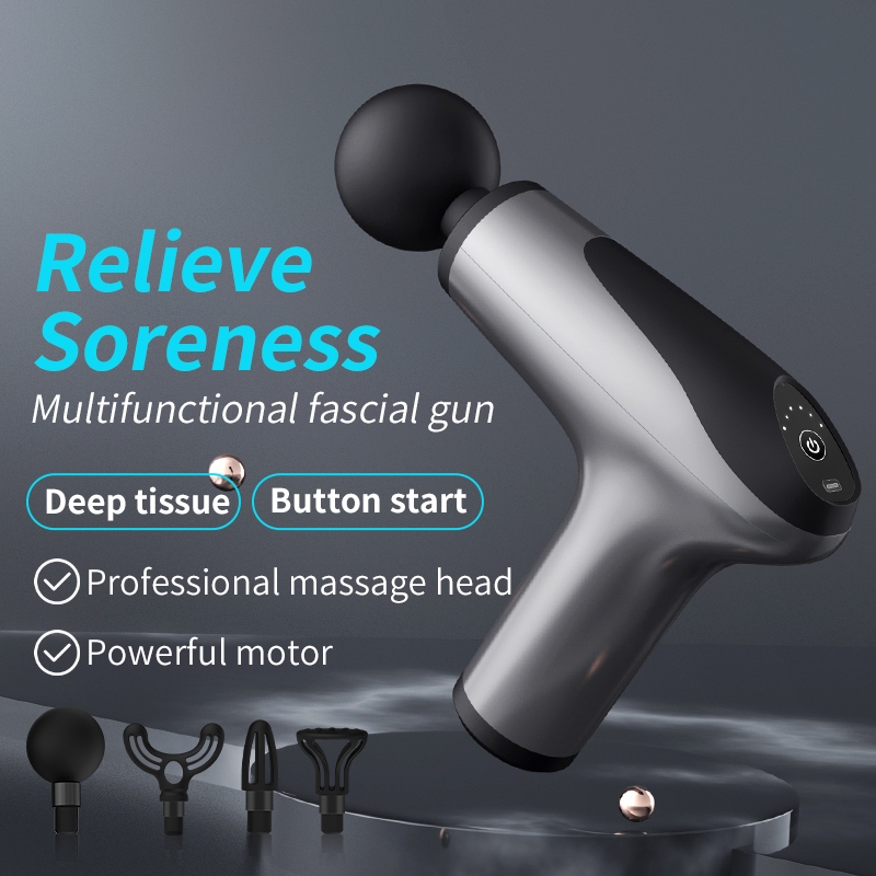 Massage Gun Fascial Vibration High Frequency Portable 4 Heads Gun ...