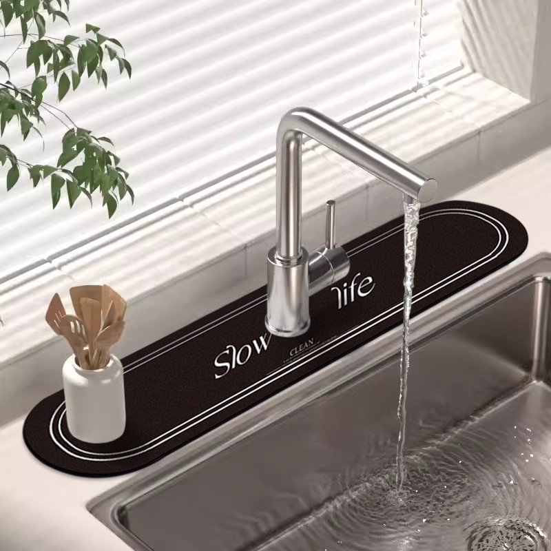 Square Faucet Drain Pad Water Absorb Drainage Mats Countertop Bathroom ...