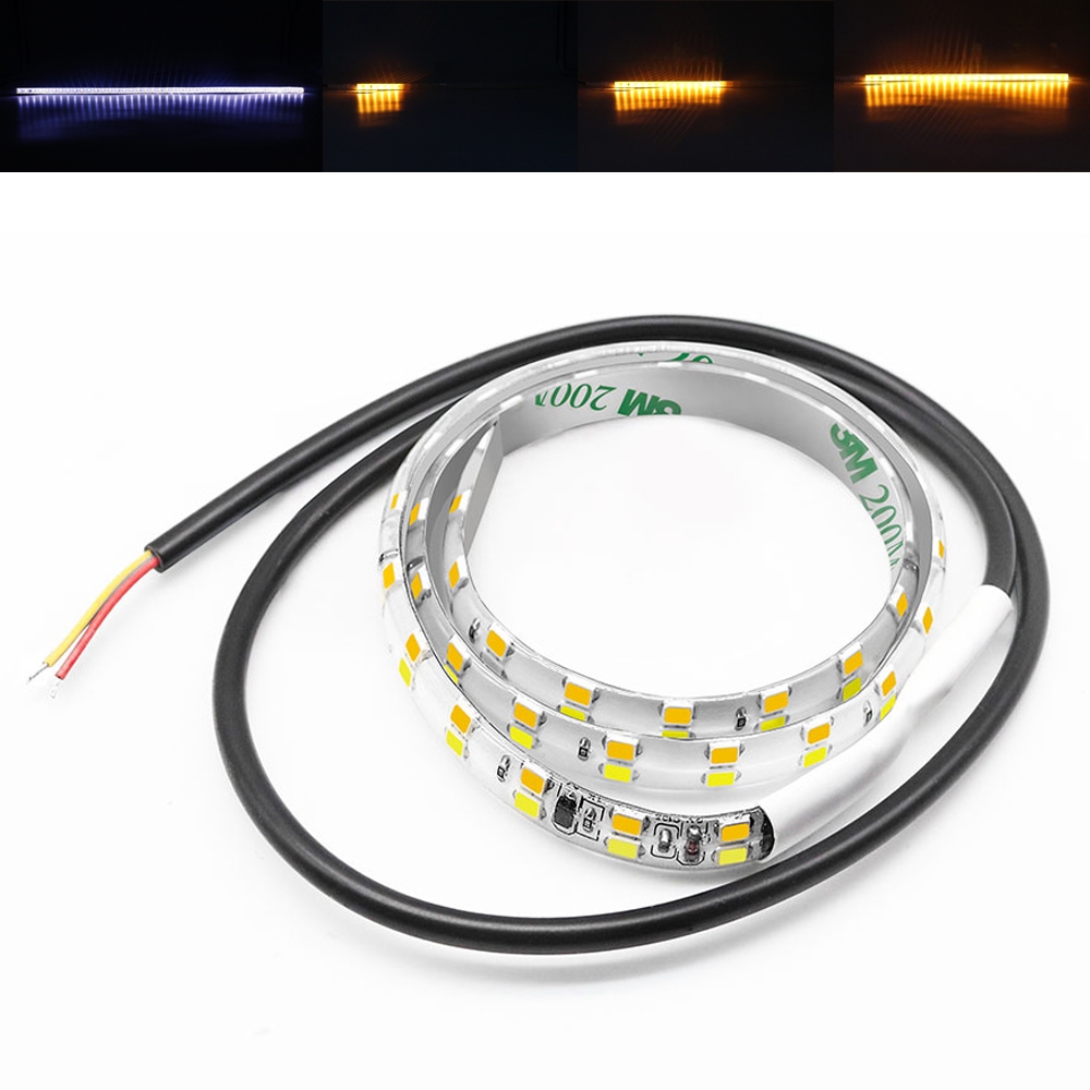 1pcs LED Strip 2Colors Dynamic DRL White&Amber Switchback Sequential ...