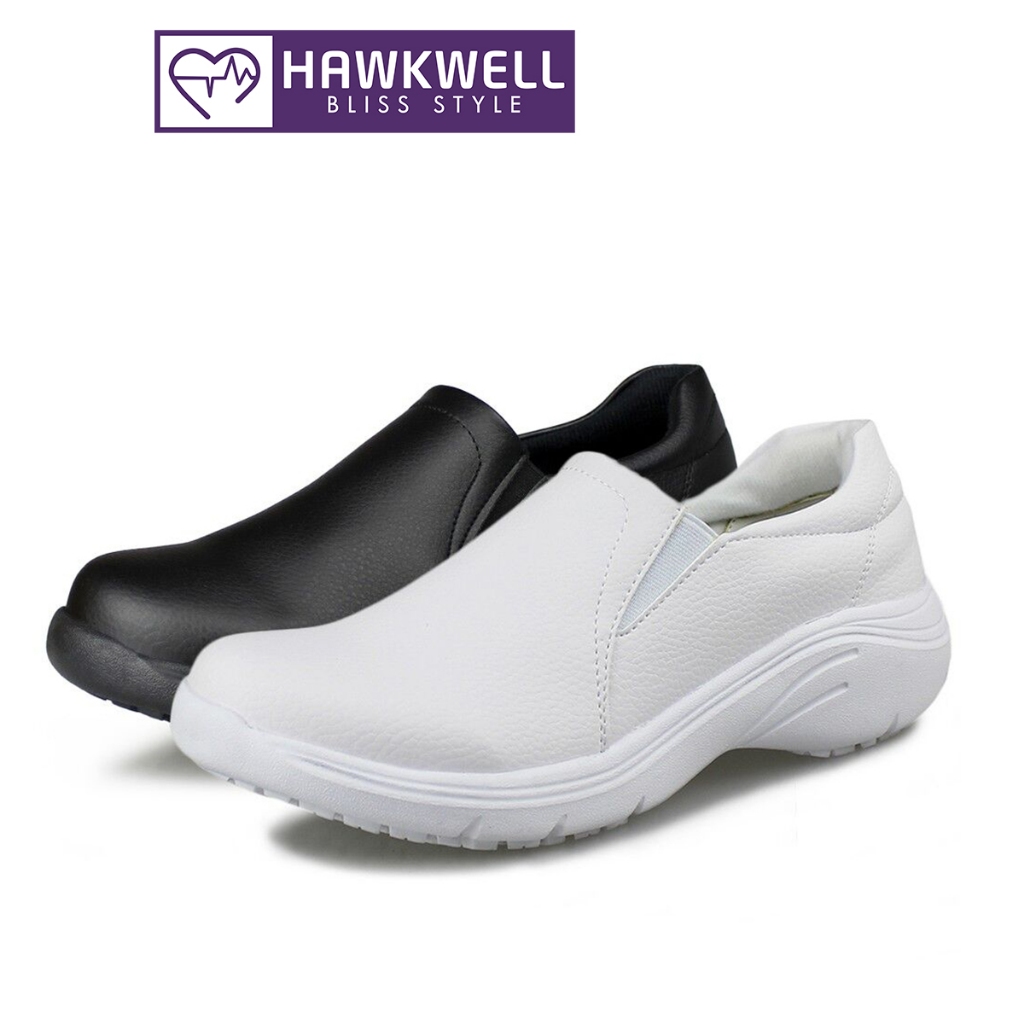 Hawkwell Women Nurse Shoes Slip On Loafers - White/Black 1923 | Shopee ...