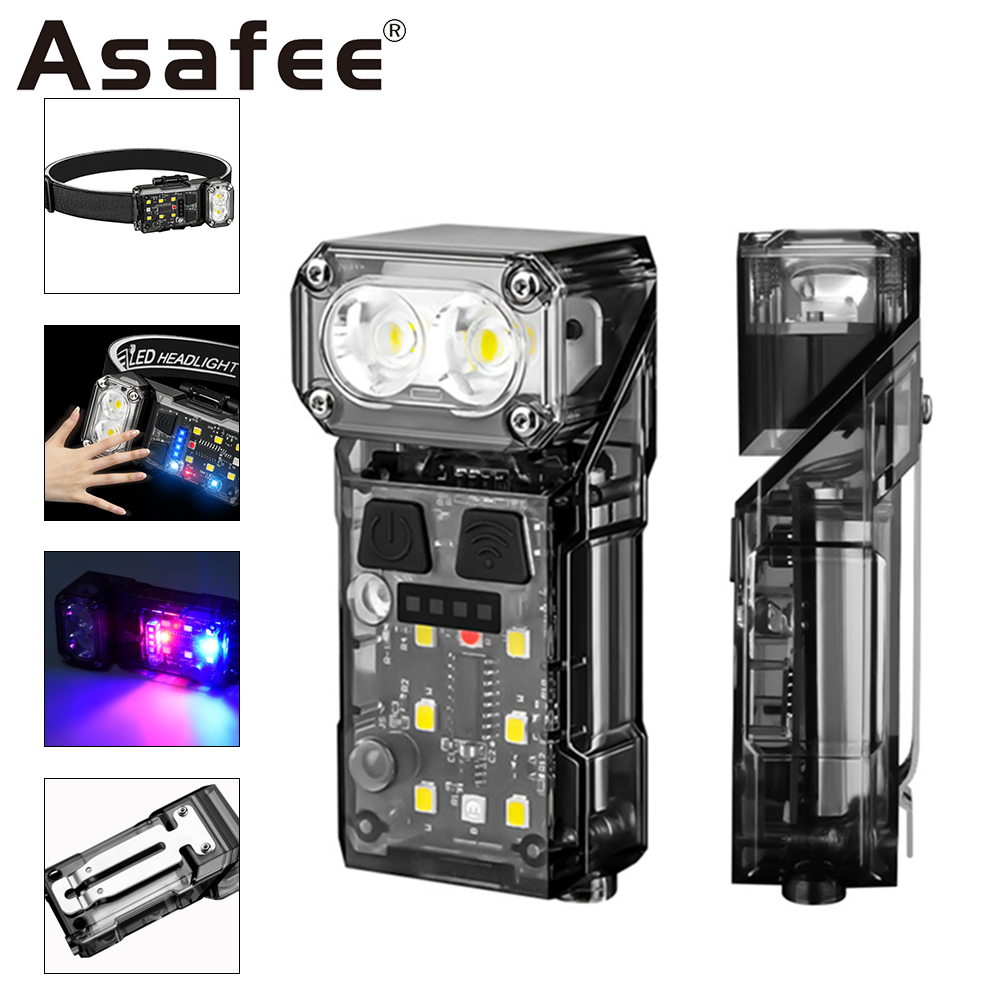 Asafee T52 Induction Headlamp Manual Sensing Headlight SMD+LED Light 4 ...
