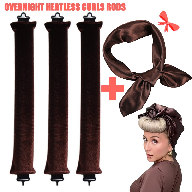 Heatless Curling Rods with Hair Head Wrap Overnight Blowout Curls Rods ...