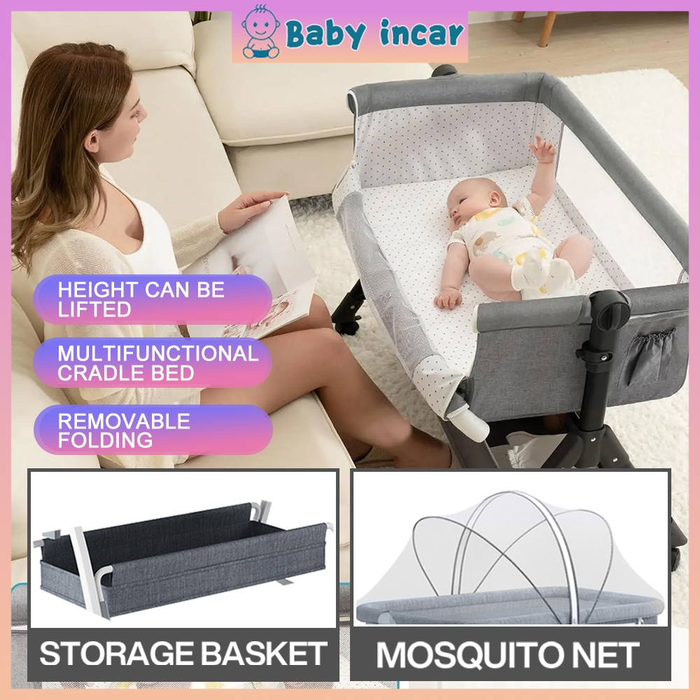 COD Baby Cot Bed baby side bed Folding katil baby bed portable crib ...
