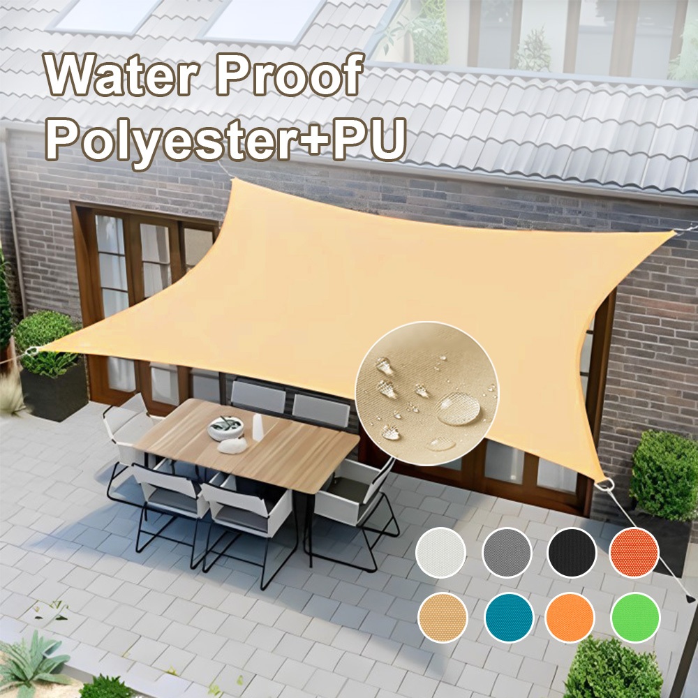 Waterproof Sun Shade Sail Polyester Fabric Rectangle Awning Canopy UV ...