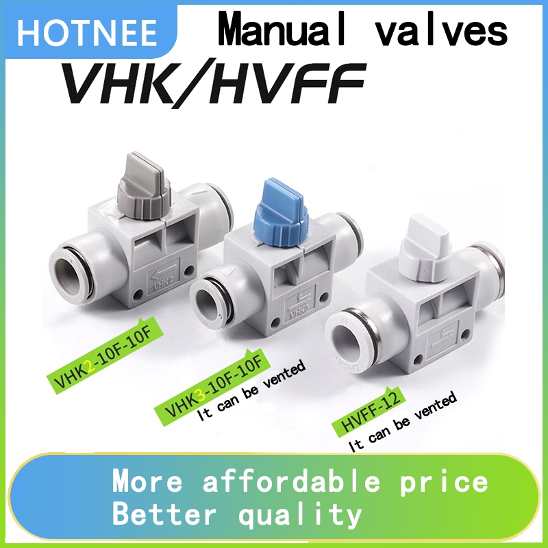 HVFF/VHK Hand valves 4mm 6mm 8mm 10mm 12mm Air Pneumatic Hose Tube Hand Valve Valves 2 Way Flow ...