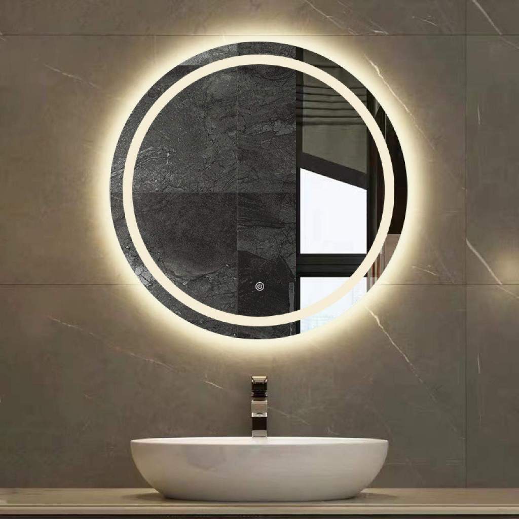 round Bathroom Mirror With light 70CM Mirror Touch Screen Button Wall ...