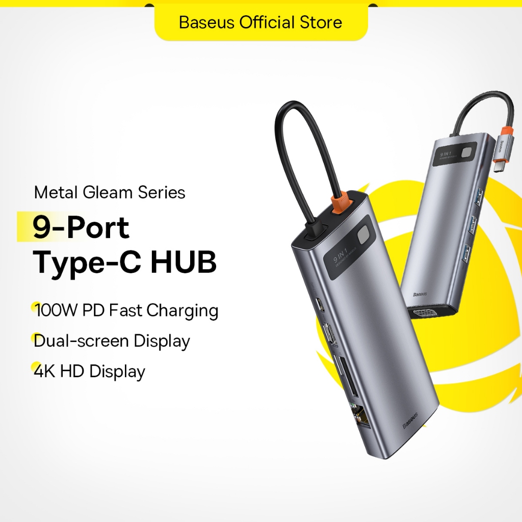 Baseus USB C Hub Type C to 4K HDMI PD USB3.0 RJ45 SD/TF Cards Reader ...
