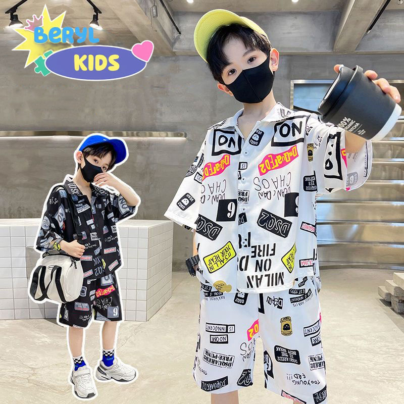 【Beryl kids】Boy short -sleeved suit 2024 new Korean Chinese version of ...