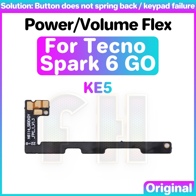 Power Volume button flex For Tecno Spark 6 GO KE5 KE 5 Switch ON OFF ...
