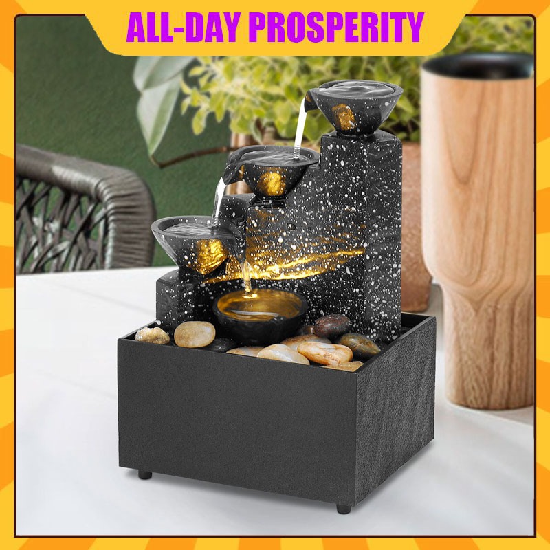 Table Waterfall Fountain Zen Meditation Indoor Waterfall Feature Home ...