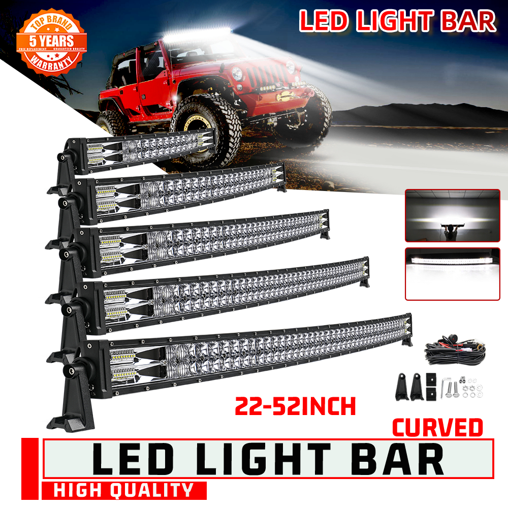 HL 22/32/42/50/52inch Curved LED Light Bar 2-Row Combo Spot and Flood ...