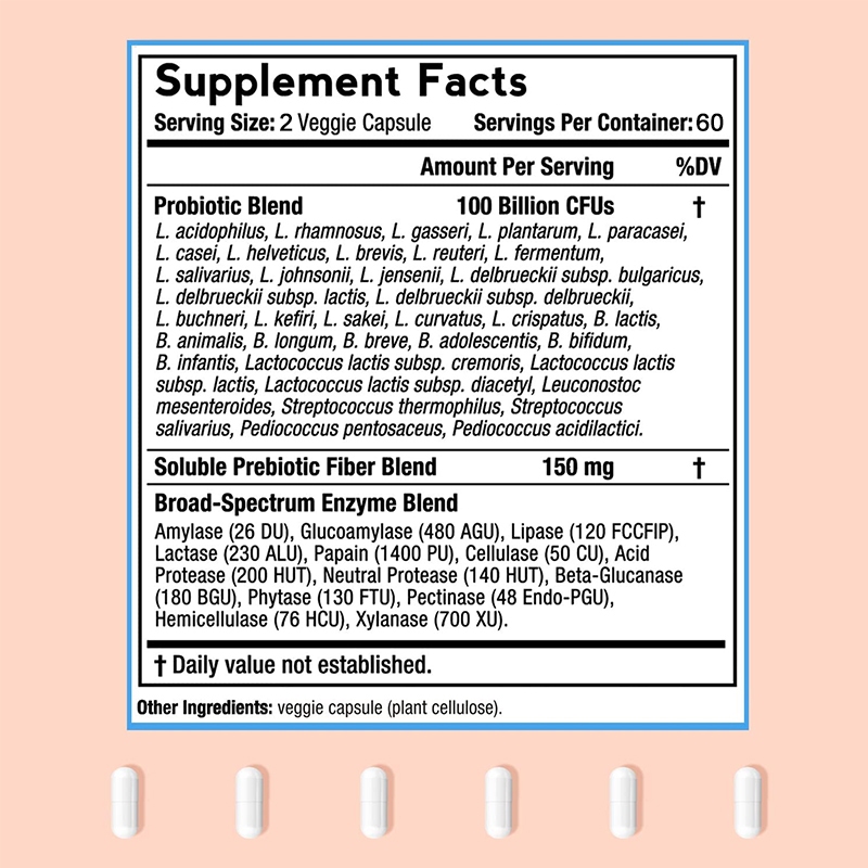 Pslalae PROBIOTIC | 120 Capsules | 100 Billion Active Organisms ...