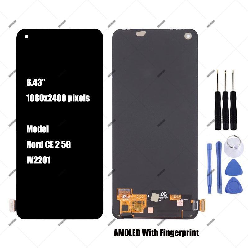 6.43" For AMOLED Oneplus Nord CE 2 5G IV2201 LCD Display Touch Screen Digitizer Assembly ...