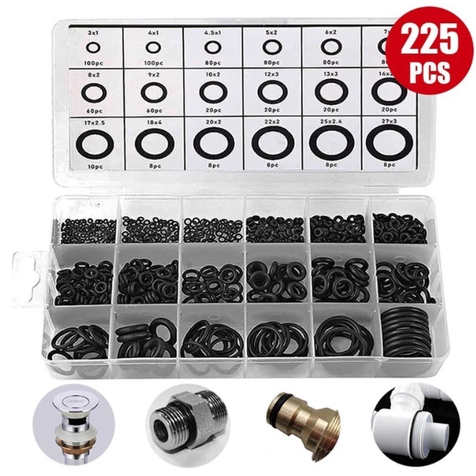 Lensent 225 PCS O Ring Rubber Gasket Kit Set Rubber Sealing O-Ring ...