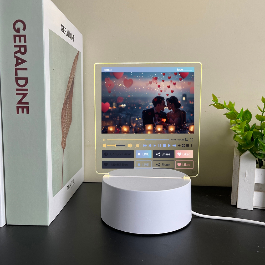 Personalized customized 3D acrylic touch night light couple photos. As ...