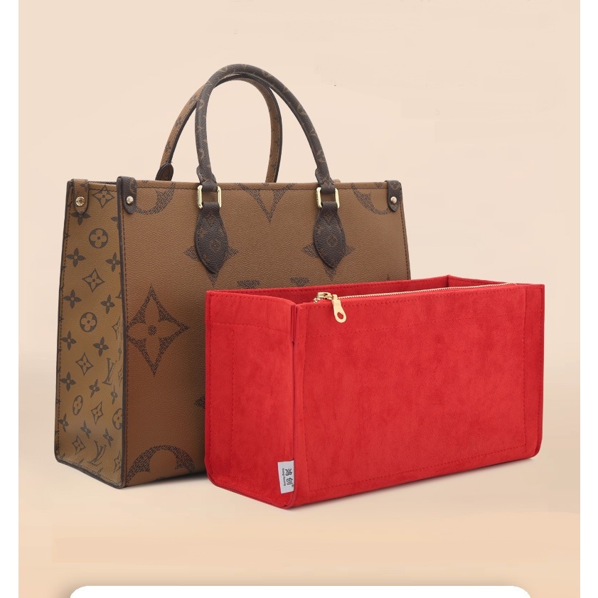 （Material upgrade）for lv on the go tote bag suede felt bag organiser ...