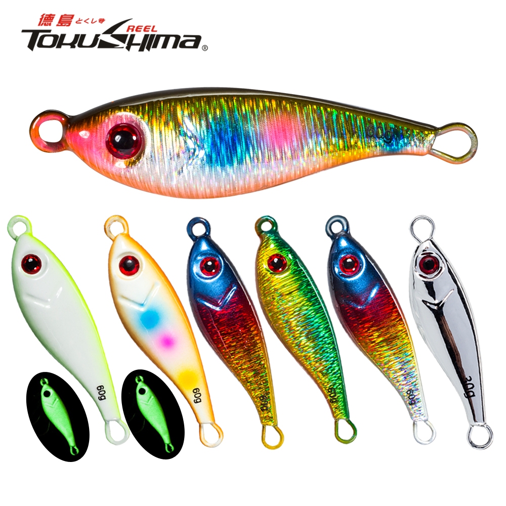 Fishing Jig 7g/10g/15g/20g/30g/40g/60g Slow Jigging Lead Casting Bait 3D Eyes Glow Micro Metal ...