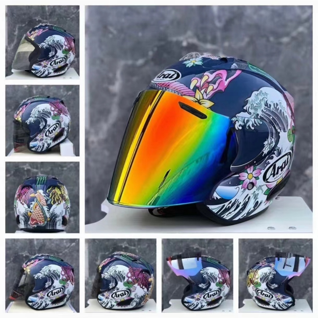 Arai Oriental Gloss Blue Dragon Mount Fuji Koi Fish With Arai Helmet ...