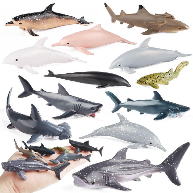 marine organism dolphin megalodon leopard shark set model children ...