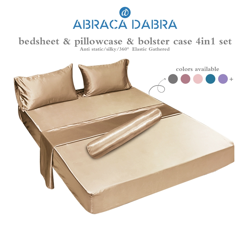 Abraca Dabra 4 In 1 Satin Soft Silk Fitted Sheet - Single/Double/Queen ...