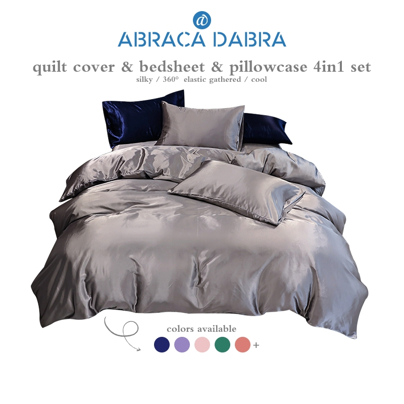 Abraca Dabra 4 In 1 Satin Soft Silk Solid Quilt Cover Set With Zipper ...
