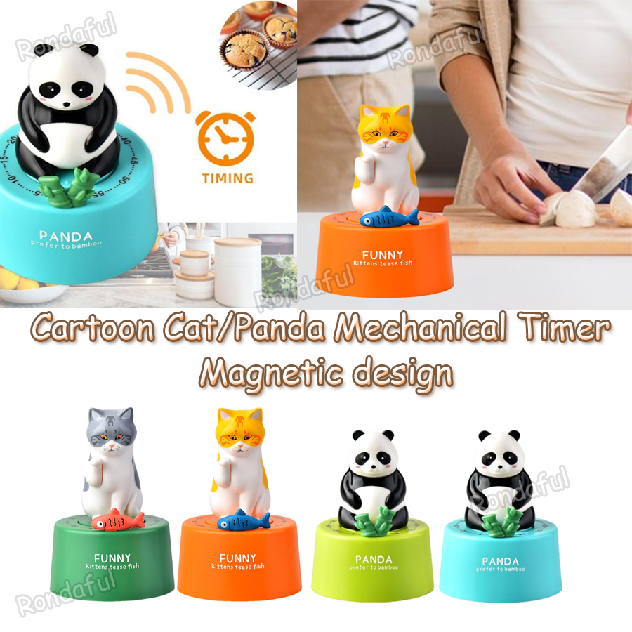 Cartoon Mechanical Timer Cute Cat/Panda Magnetic Boiled Egg Timer ...