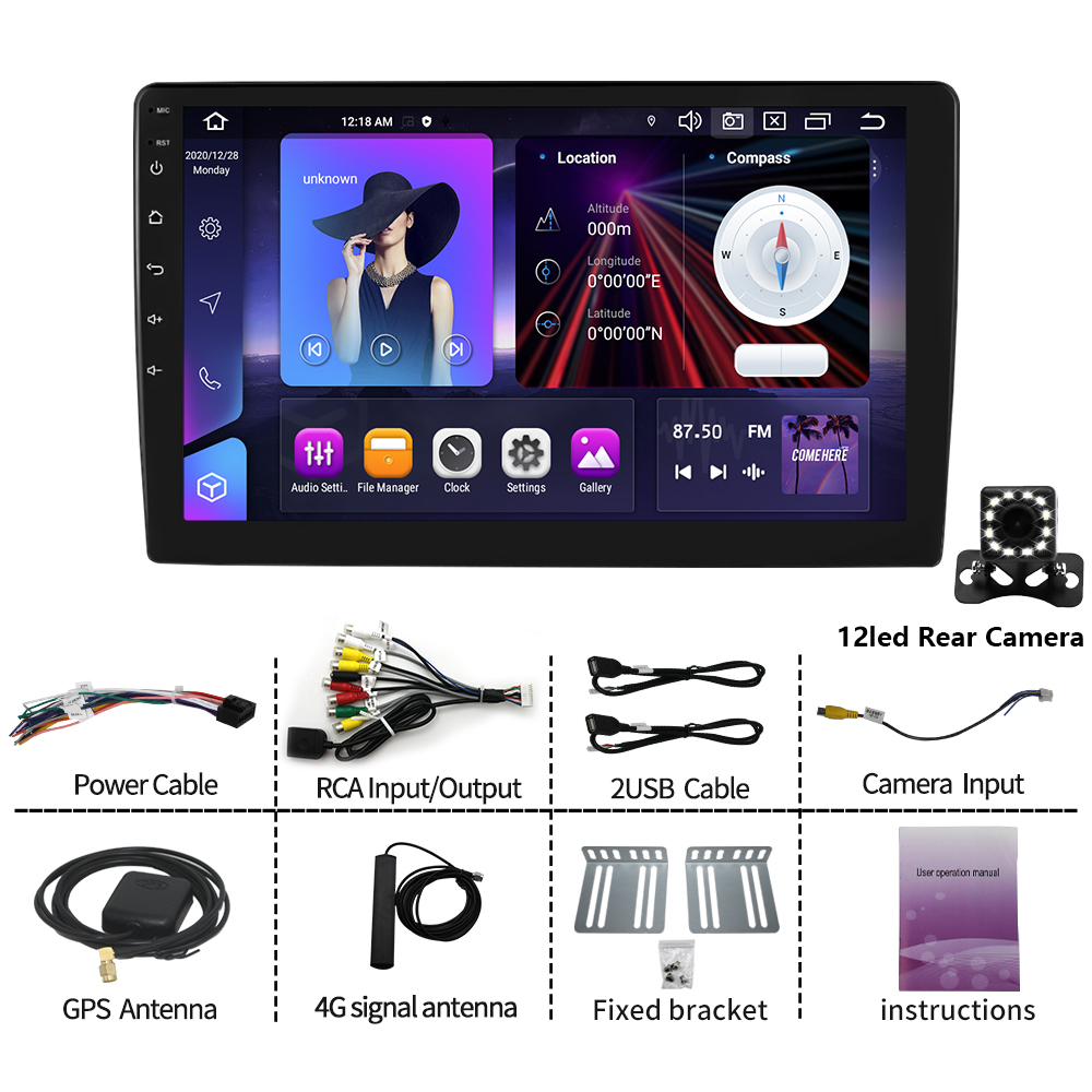 ESSGOO 4+64GB Carplay Android Auto AHD 7"/9"/10" IPS Screen Car Player 2 Din Multimedia MP5 ...