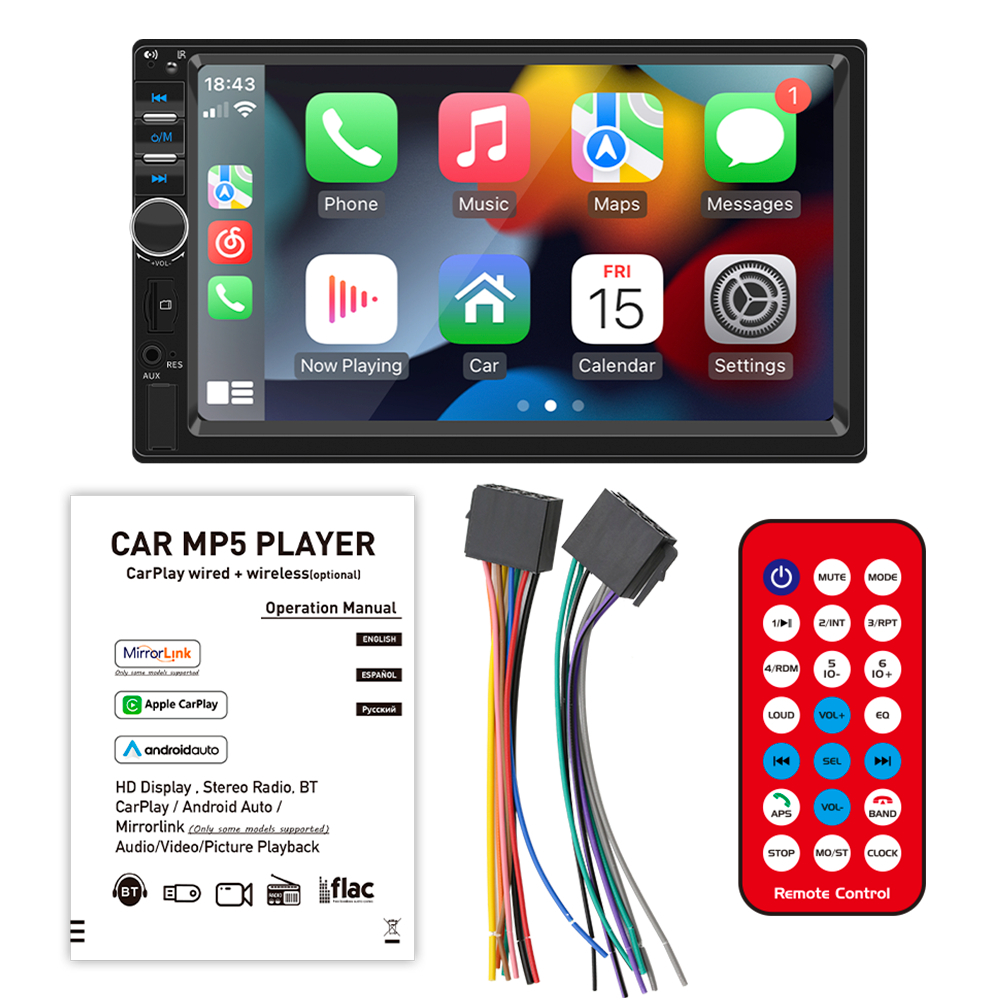 ESSGOO 7018B Double 2 Din Car Stereo Radio 7" Multimedia MP5 Car Player ...