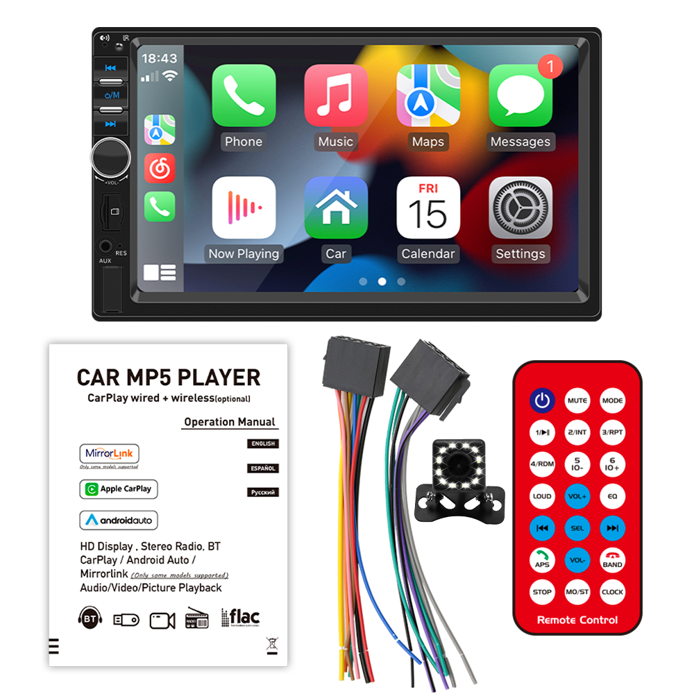 ESSGOO 7018B Double 2 Din Car Stereo Radio 7" Multimedia MP5 Car Player Support Mirror link USB ...