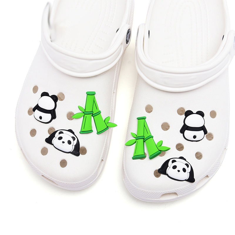 6PCS Bamboo Panda Set Jibz Croc Shoe Charms DIY Cute Cartoon PVC Shoe ...
