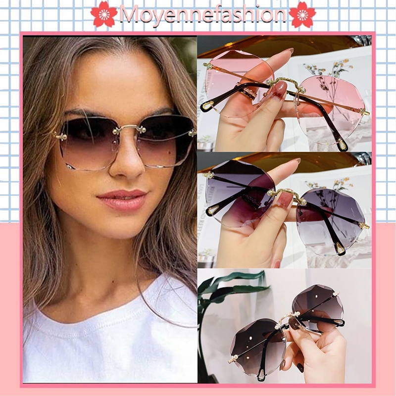2024 New frameless cut edge square sunglasses for women Korean version ...