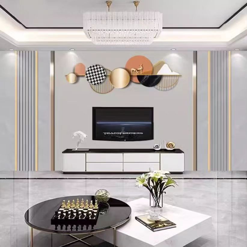 New carbon crystal board TV background wall, bamboo wood fiber ...