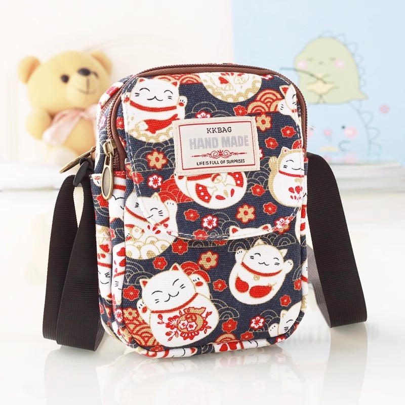 Cute Canvas Mobile Phone Bag Crossbody Bag Female Bag Fabric Universal ...