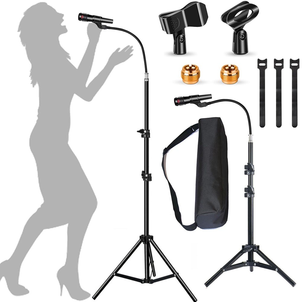 Microphone Stands Tripod Gooseneck Mic Arm Stand Height Adjustable with ...