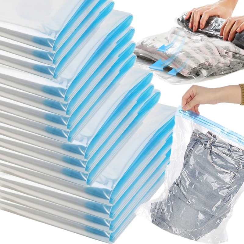 Portable Hand Roll Compression Clothes Storage PE Plastic Vacuum Bag ...