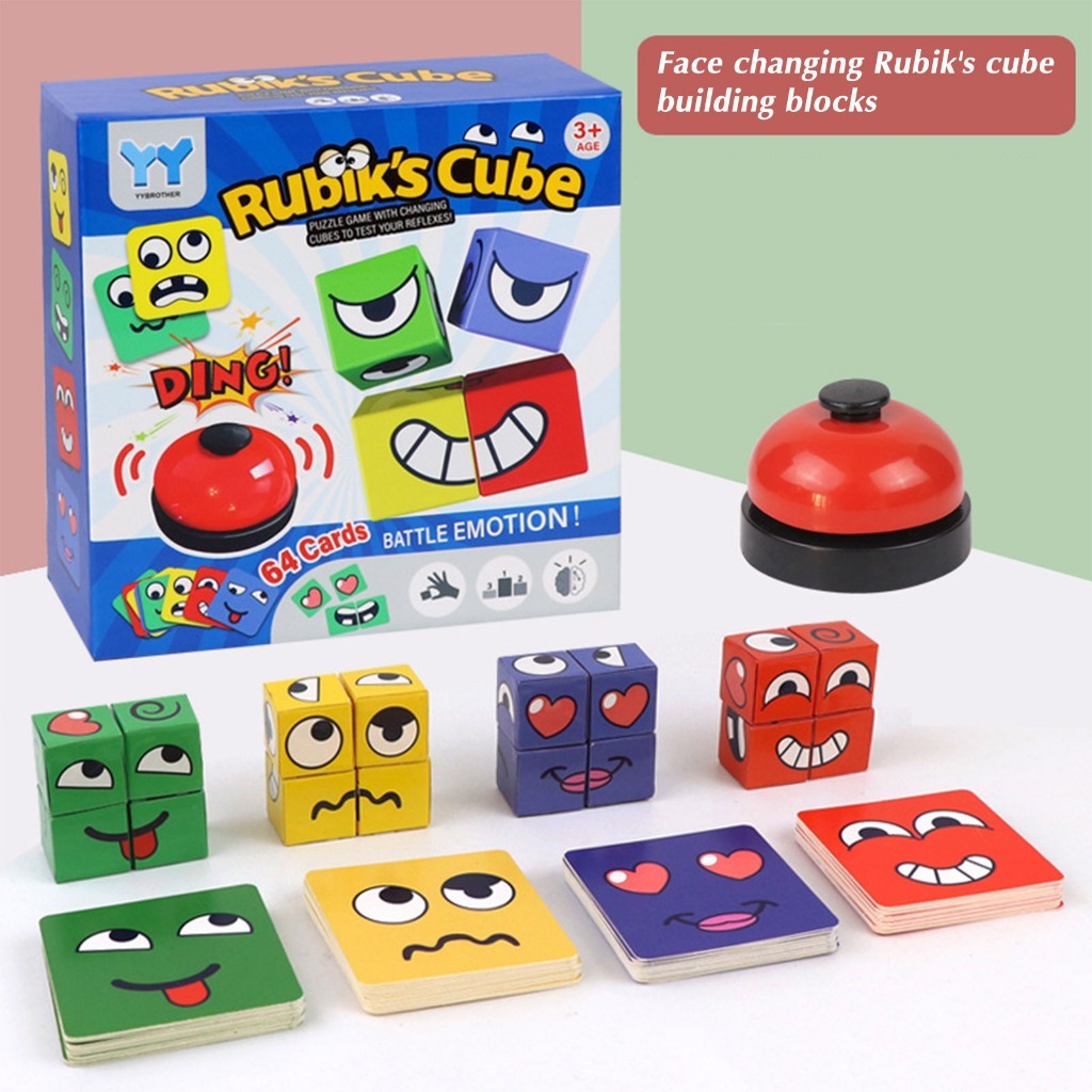 Children's Face-changing Expression Puzzle Building Blocks Montessori ...