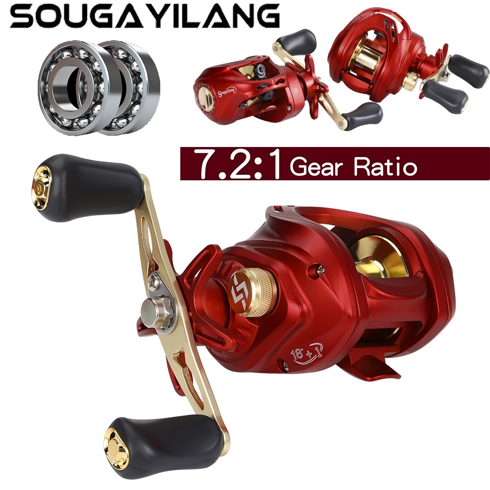 Sougayilang Metal Reel 7.2:1 Gear Ratio Metal Spool Baitcasting Reel 18+1BB - Multiple Colors ...