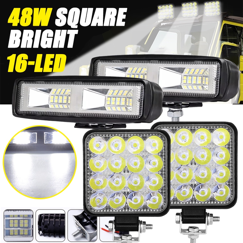 READY STOCK 4 Inch Square LED Work Light Bar 48w Spotlight Off-road ...