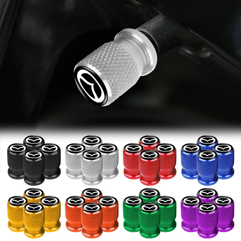 4pcs Aluminum Threaded Car Valve Leak-proof Cap Car Logo Wheel Valve ...