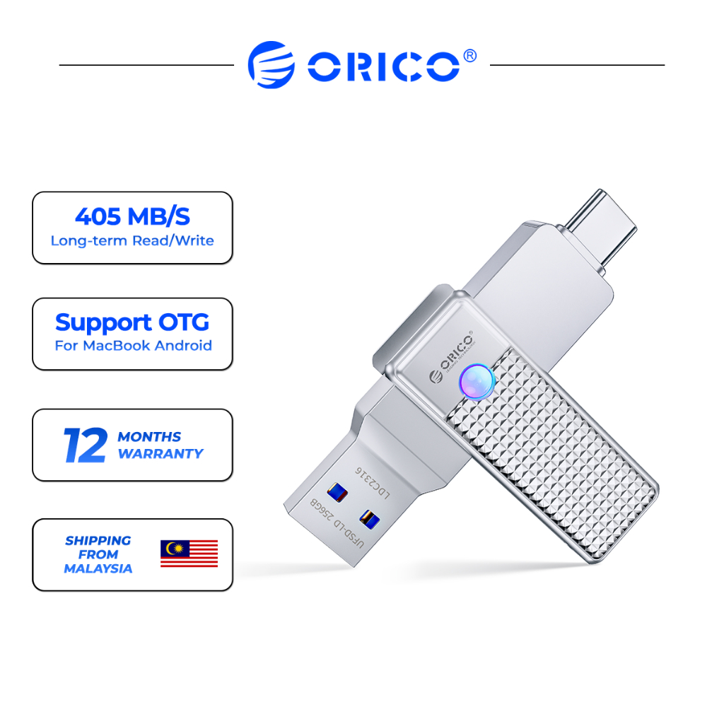 ORICO UFSD 405MB/S 2 in 1 Dual Flash Drive High Speed Pen Drive OTG Type C USB A Dual Interfaces ...