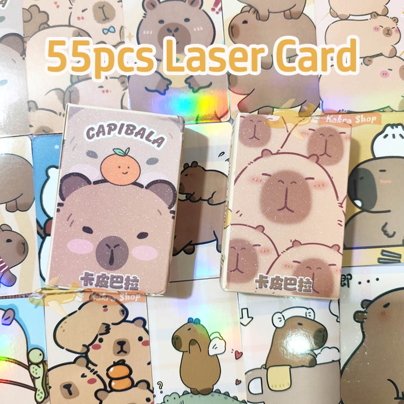 55pcs Capybara Laser Card Cute Animal Lomo Card Portable Shiny ...
