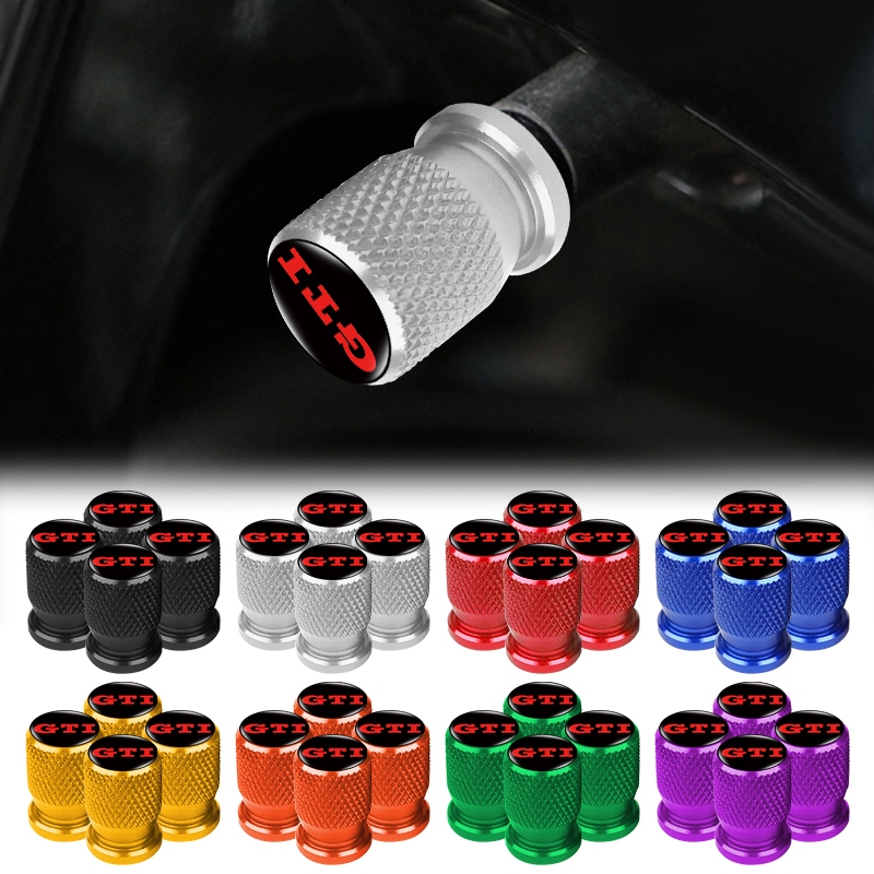 4pcs Aluminium Threaded Styling Car Tire Air Cap 3D Car logo Valve Dust ...