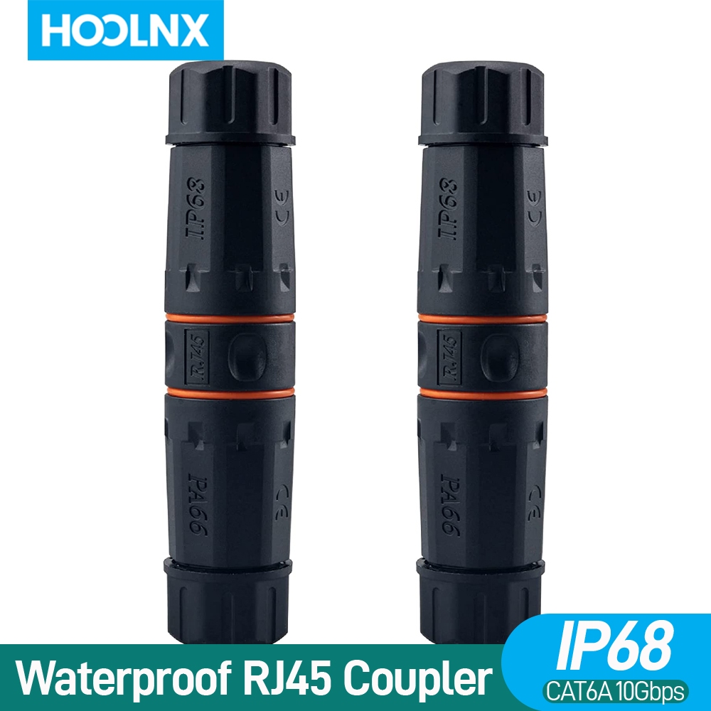 HOOLNX IP68 Waterproof RJ45 Coupler, Shielded CAT6A/CAT6/CAT5E Ethernet Cable Connector Network ...