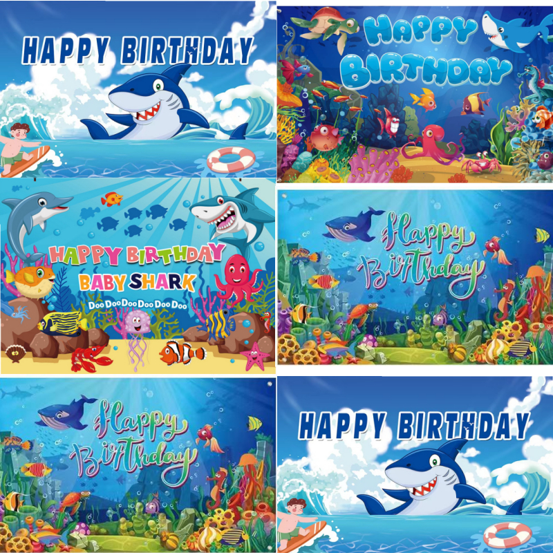 Underwater World Happy Birthday Backdrop Ocean Undersea Fish Coral ...