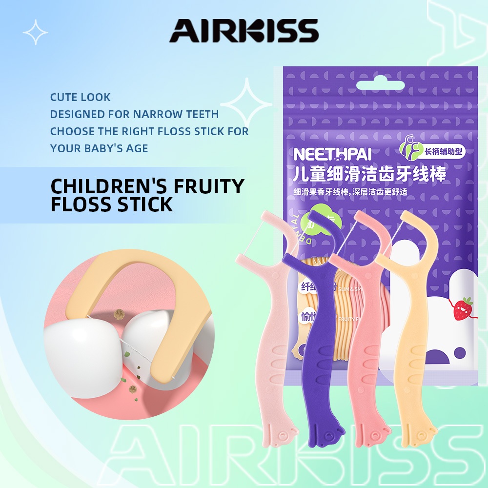 AIRKISS Kid's Dental Floss Fruit Portable 50PCS Baby Dental Floss Stick ...